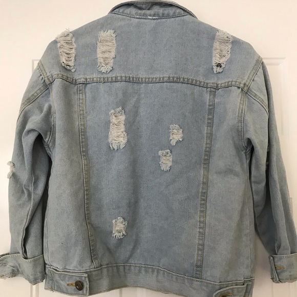 SHEIN | Jackets & Coats | Light Blue Ripped Denim Jacket | Poshmark
